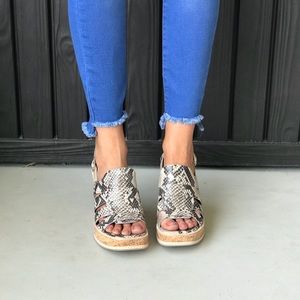 Anthropologie | Shoes | Snake Print Genuine Leather Platform Wedge ...